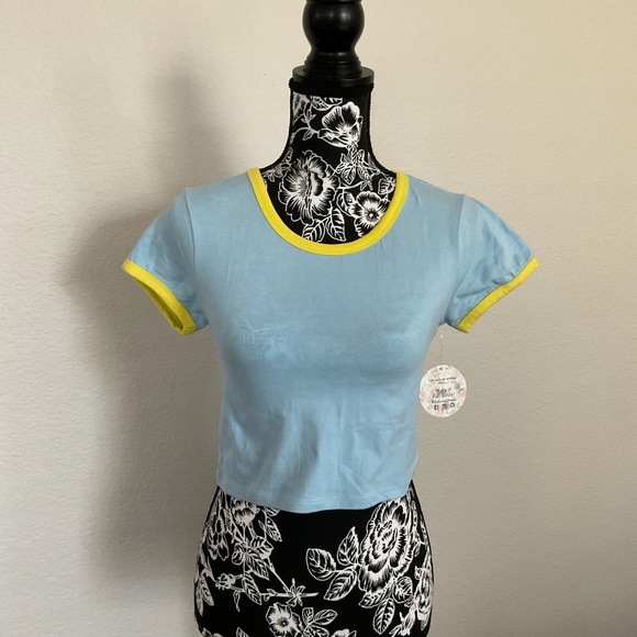 Jolie & Joy by FCT With Love | Tops | New Blue And Yellow Ringer Crop ...